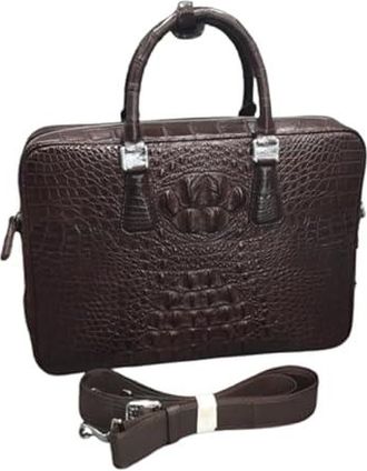 Generic Exotique Véritable Peau de Crocodile Classique Hommes Mallette Couleur Sac à Main Authentique Véritable Alligator Homme Grand Sac à Bandoulière, marro