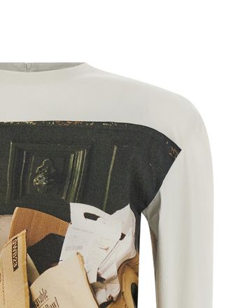 Issey Miyake Collage-Print Cotton Blend Blouse - White