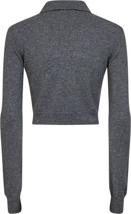 MUGLER Cashmere Cropped Polo Shirt - Gray