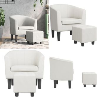 vidaXL Clubsessel mit Fu&szlig;hocker Wei&szlig; Kunstleder - Fu&szlig;hocker - Wohnzimmerm&ouml;bel