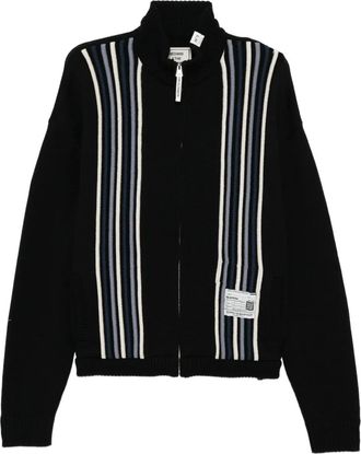 Miharayasuhiro cardigan col montant à rayures - Noir