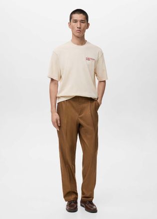 Mango T-shirt relaxed-fit imprim&eacute; &eacute;cru - Homme - XXL - MANGO MAN