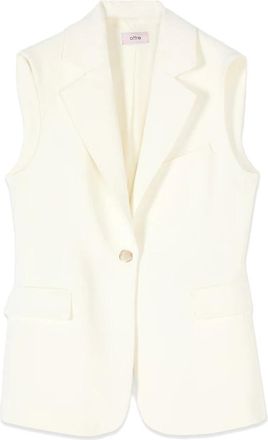 Oltre Femme, Vestes, Blanc, Taille: 40 FR Gilet Tailleur en Tissu Cr&ecirc;pe