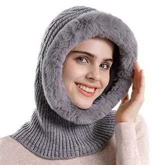 Generic Veste de b&ucirc;cheron pour homme et femme - Bonnet chaud en laine - &Eacute;charpe int&eacute;gr&eacute;e - Joli bonnet doreille en tricot - Chapeau dhiver, C, Taille unique