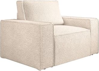 Vente-Unique Vente-unique - Fauteuil en tissu bouclette beige amelia