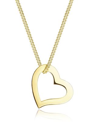 Elli PREMIUM Halskette Gelbgold 375 Cut-Out Herz Anh&auml;nger Damen Kette, Schmuck Geschenke f&uuml;r Frauen M&auml;dchen Mama Freundin, Goldkette L&auml;nge 45cm