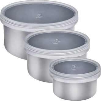 Lurch 240885 Minidosen aus Edelstahl mit transparentem Silikondeckel 3er Set 400ml, 200ml, 100ml