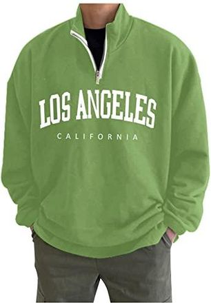 Generic Sweat surdimensionné à imprimé graphique Los Angeles California pour homme, tendance, hiver, automne, col rond, mignon sweatshirts pour adolescents, h