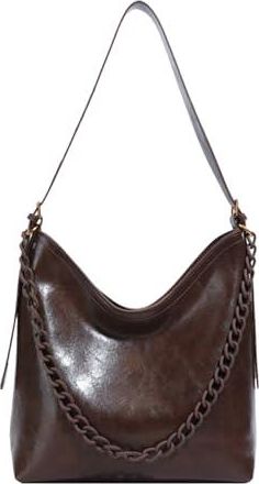 Generic Sac à bandoulière carré en polyuréthane pour femme avec chaîne, sac fourre-tout sous les bras pour lécole, les voyages, le travail, café, 11.42x11.02x