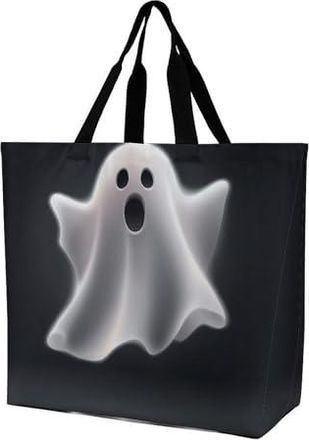 Generic Fant&ocirc;me Noir Et DHalloween Sac Fourre-Tout L&eacute;ger Sacs De Courses R&eacute;utilisable Sac A Main Femme Pour Travail Shopping Plage