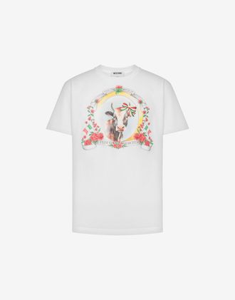 Moschino T-shirt en jersey de coton biologique Archive - Blanc