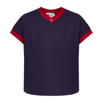 Versace Stretch-Baumwoll-Jersey-T-Shirt - - Tops - Damen - Blau - S