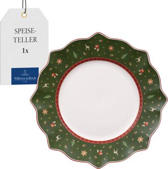 Villeroy & Boch Toys Delight Gr&uuml;ner Speiseteller, 29 Cm, Premium Porzellan, Geschirr Weihnachten, Weihnachtsteller, Teller, Keksteller, Weihnachtsporzellan, Weihnacht