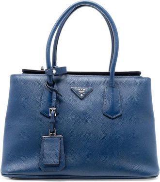 Prada Hobo Bags - Saffiano Cuir Turnlock Twin Satchel - Gr. unisize - in Blau - f&uuml;r Damen