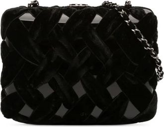 Chanel sac à bandoulière en velours et résine à bride en chaîne (2006-2008) - Noir