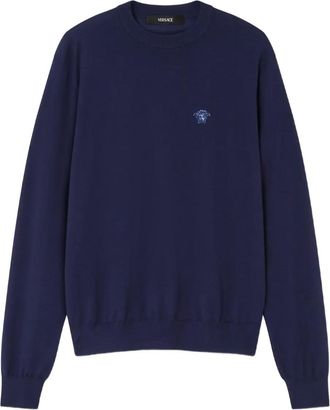 Versace pull &agrave; motif Medusa brod&eacute; - Bleu