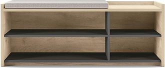 HERDASA Banc de rangement fabriqué en mélamine de haute qualité, Dreyer Bench.- chêne clair et graphite