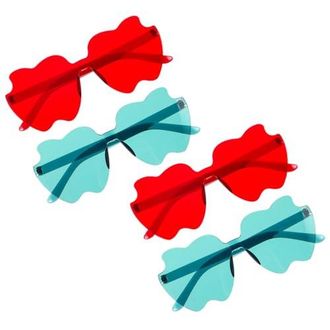 Yardwe Lot de 4 Lunettes de Soleil sans Monture de Pomme Lunettes de F&ecirc;te Color&eacute;es 2 Rouges 2 Vertes Accessoires Photo Festifs pour No&euml;l et Anniversaires F&ecirc;t