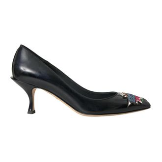 Dolce & Gabbana Schwarze Lederpumps mit Sternenmuster - - Shoes - Damen - Schwarzk - 36 1/2 EU