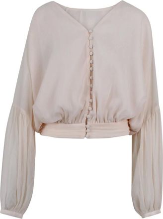 Rotate Rotate Birger Christensen, Femme, Blouses et Chemises, Beige, Taille: 42 FR Blouse Boutonn&eacute;e Drap&eacute;e