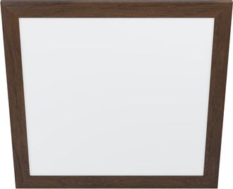 Eglo LED Panel Piglionasso mit Holz Deko-Rahmen, Deckenlampe Holz in Dunkel-Braun, Küchenlampe, Bürolampe, LED Flurlampe Decke neutralweiß, L x B 64,5 cm