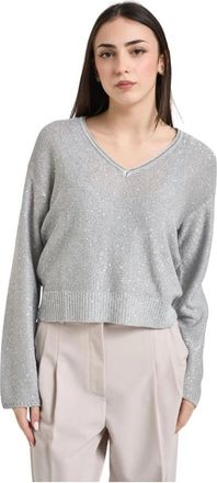 Patrizia Pepe Femme, Pulls, Gris, Taille: 38 FR Maille col en V