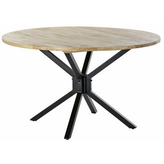 DKD Home Decor Esstisch DKD Home Decor 127 x 127 x 75 cm nat&uuml;rlich Schwarz Metall Aluminium Mango-Holz
