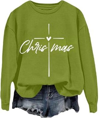 Generic Pull de Noël 2025 - Haut de Noël amusant et moche - Imprimé graphique festif - Manches longues - Style décontracté - Fêtes de vacances - Confortable -