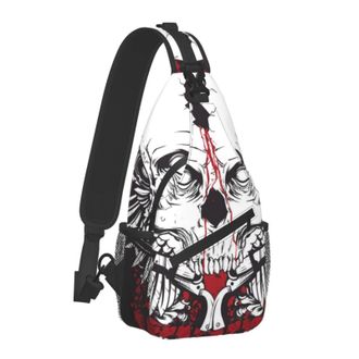 AOOEDM Lässige Crossbody-Taschen für Herren Winner Shot Skull Rucksack für Radfahren und Reisen, modischer Sling-Schulterrucksack mit Reißverschlusstasche fü