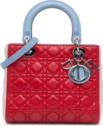 Dior Hobo Bags - Medium Tricolor Lambskin Cannage Lady Dior - Gr. unisize - in Rot - für Damen