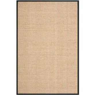 Safavieh Naturfaser Teppich für Wohnzimmer, Esszimmer, Schlafzimmer - Natural Fiber Collection, Kurzer Flor, Natürlich und Schwarz, 91 X 152 cm