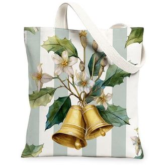 Generic Sacs fourre-tout en toile à motif floral vintage, sacs dépicerie réutilisables, élégants, légers et lavables avec bandoulière pour voyage, plage, piqu