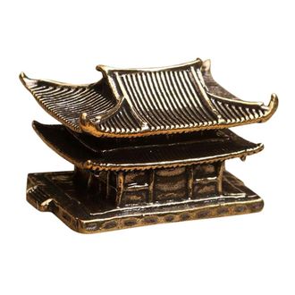 Lurrose Vintage Messing Pagodenfigur Dekorative Miniatur Pavillon Skulptur für Wohnzimmer Zen Garten Haus Deko Asiatische Mikro Landschaft Ornamente