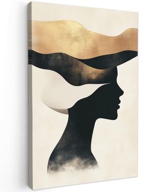 MuchoWow © Wandbilder Groß 80x120 cm XXL Schlafzimmer Home Deko Wohnung Bild Wohnzimmer Fotoleinwand Wand Bilder Leinwand Wall Decor Frau - Wellen - Schwarz