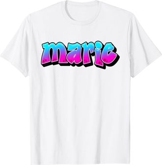 BDAZ Marie Graffiti Personalisierter Name Blau Rosa Frauen M&auml;dchen T-Shirt
