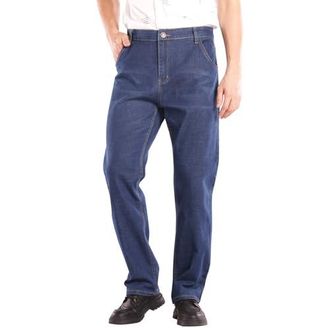 Generic Pantalon en jean baggy pour homme - Grandes tailles - Coupe droite - Jean stretch - Jambes larges - Pantalon de loisirs - Couleur unie - Pantalon droi