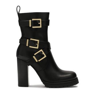 Kazar Schwarze Leder-Stiletto-Stiefel mit hohem Schaft - - Shoes - Damen - Schwarzk - 37 EU