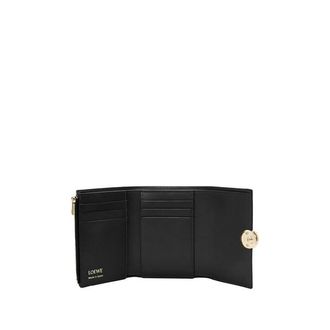 Loewe Petit portefeuille vertical Pebble en cuir de veau nappa brillant