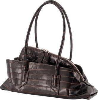 The Attico Womens La Passeggiata Small Top Handle Bag - The Attico Leather Brown Calfskin Shoulder-Hobo-Bags