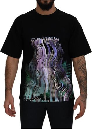 Dolce & Gabbana Homme, Tops, Noir, Taille: XS T-shirt ras du cou imprim&eacute; en coton