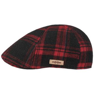 Stetson Texas Shadow Plaid Flatcap Schirmm&uuml;tze Schieberm&uuml;tze Wollcap Herren - Made in The EU mit Schirm Herbst-Winter - XL (60-61 cm) rot