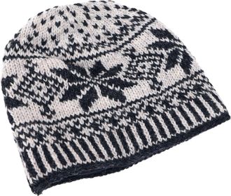Guru Shop Wollm&uuml;tze aus Nepal, Handgestrickte M&uuml;tze, Strickm&uuml;tze, Winterm&uuml;tze mit Norwegermuster - Schwarz/wei&szlig;, Herren/Damen, Synthetisch
