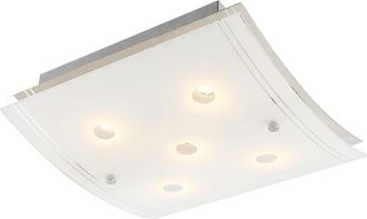 Globo Lighting LED Deckenleuchte Deckenlampe Glas Chrom geschwungen L 28 cm Wohnzimmer Schlafzimmer Esszimmer