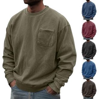 Generic Chandail vintage d&eacute;lav&eacute; pour homme &agrave; manches longues pour le fitness, lentra&icirc;nement, la gym, les muscles, pull ample, d&eacute;contract&eacute;, tendance, col rond 