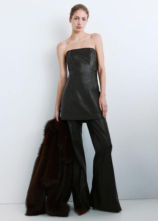 Mango Robe courte simili-cuir chocolat - Femme - S - MANGO