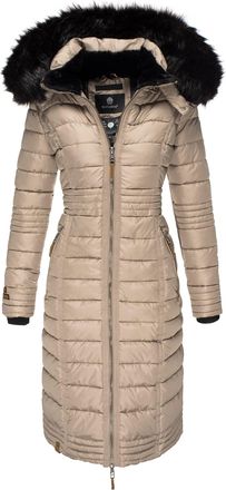 Navahoo Damen Winter Jacke Stepp Parka Mantel Winterjacke warm gef&uuml;ttert Kunstpelz UMAY S-XXL (DE/NL/SE/PL, Alphanumerisch, S, Regular, Regular, Taupe)