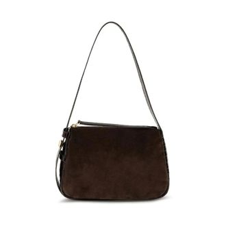 Tory Burch Petit sac bandouli&egrave;re Romy en daim - Femme - Sacs - Brun - Taille: ONE Size