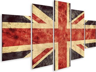 Islandburner Bild auf Leinwand UK Union Jack Grunge Flagge Vintage Retro Stil Wandbild Poster Kunstdruck Bilder