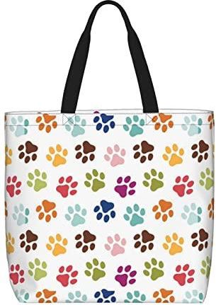 Generic Sac De Courses Empreinte De Patte De Chien Sac &Agrave; Main D&eacute;contract&eacute; Lavables R&eacute;utilisable Sacs &Agrave; Main, Pour Tous Les Jours, &Eacute;cole, Femmes, Voyage