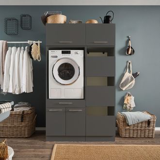 Laundreezy home24 Hauswirtschaftsraum B 118 x 200cm Schwarz/Anthrazit